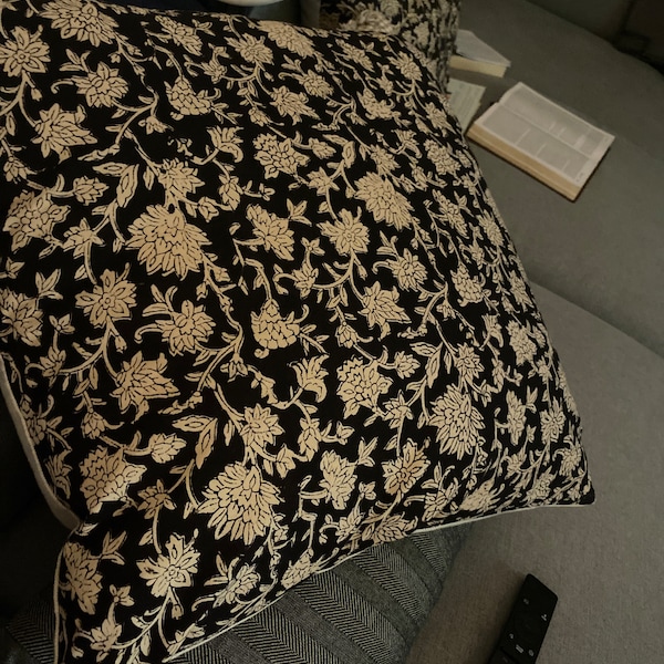 HAMMIRA ||block Print Linen Pillow Cover, /natural Linen / Stripes ...