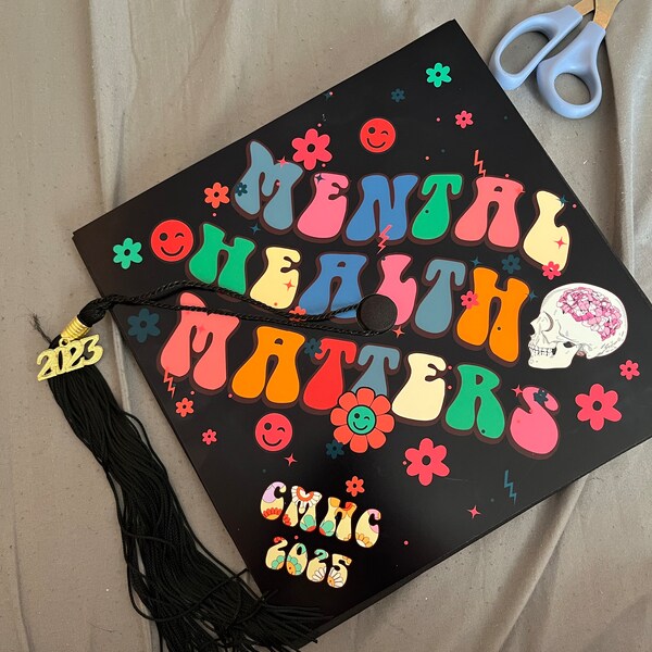 Mental Health Matters Graduation Cap Topper, Customized Psychology Cap ...