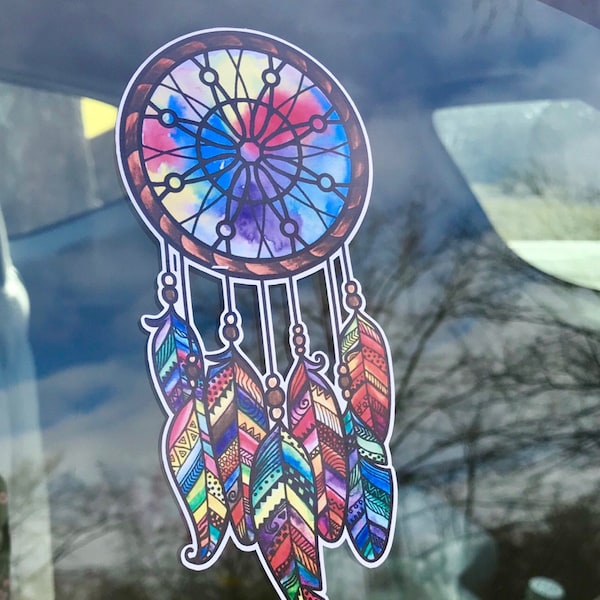 Dreamcatcher Sticker Colorful Feathers Bumper Sticker Laptop Decal Cute ...