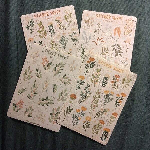 Sticker Sheet - Flowers (yellow) | Journal Stickers, Calendar, Planner ...