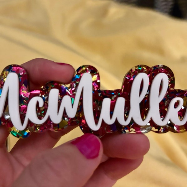Personalized Name Keychain, Cute Confetti Acrylic Keyring, Backpack ...