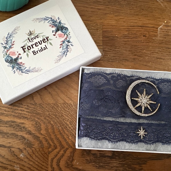 Stars and Moon Wedding Garter Set, Celestial Garters, Garters With ...