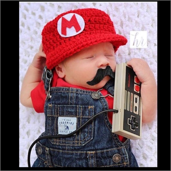 Mario Brothers Hat Crochet Newborn Photo Prop Super Mario Nintendo - Etsy