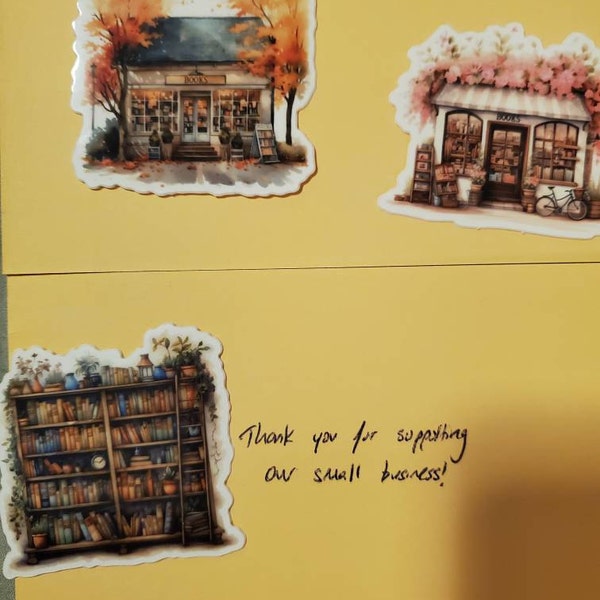 Cottage Bookstore With Blooming Flowers Sticker | Bookstore Sticker ...