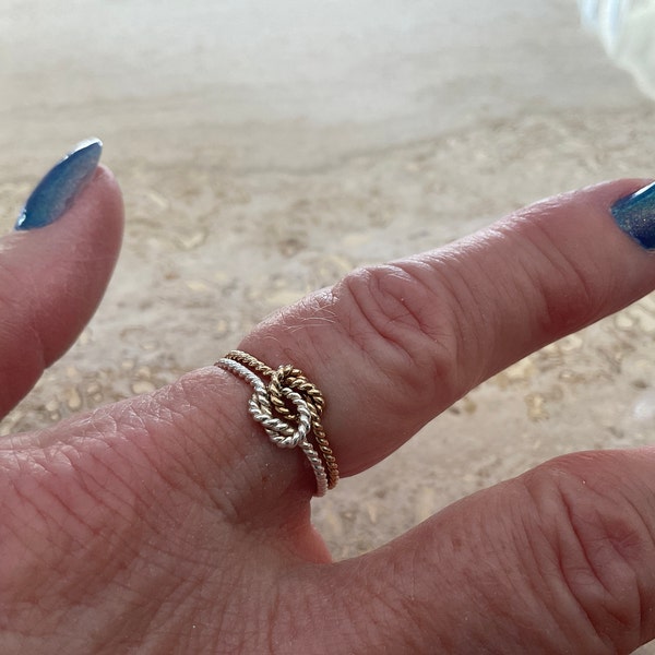 Double Rope Knot Ring, Knot Rings, Minimalist Love Rings, Tie the Knot ...