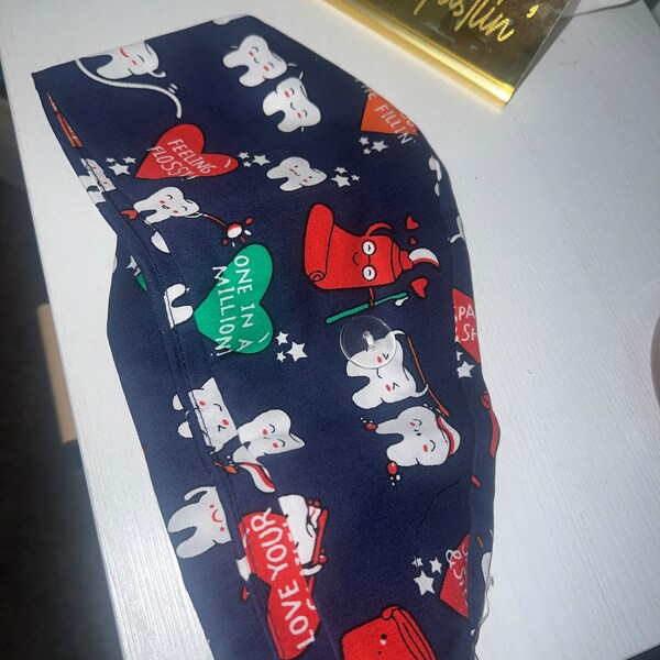 Dentist Surgical Scrub Cap Hat With Buttons, Tooth Print Surgical Scrub ...