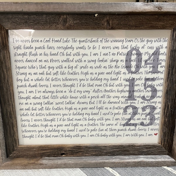 Home Gift for Her First Anniversary Wedding Gift Song Lyrics 1st ...