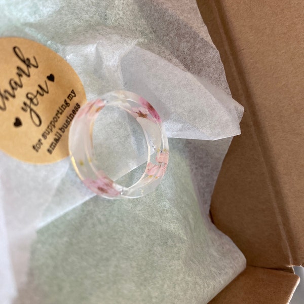 Pressed Flower Ring, Flower Ring, Resin Ring, Resin Band, Flower Ring ...