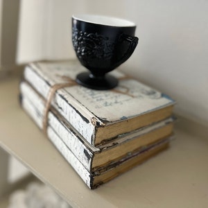 Old Book Stack, Book Decor, Neutral Shelf Decor, French Typography ...