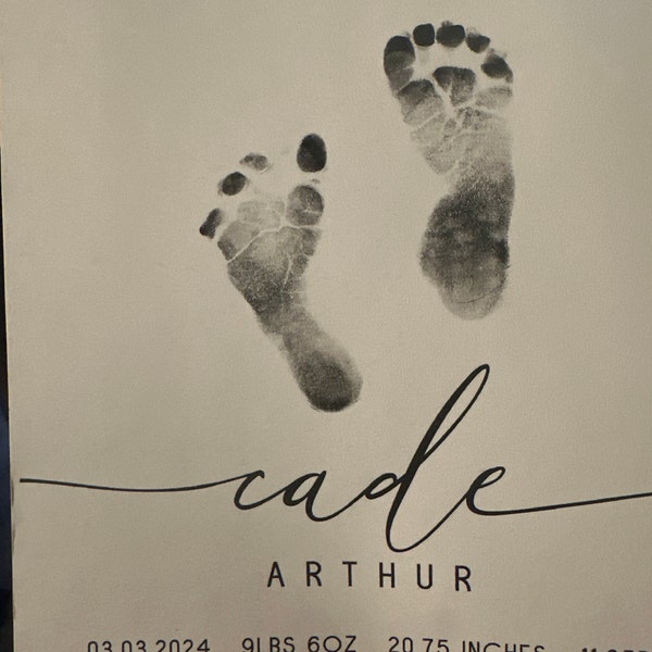 Personalised Birth Print, Newborn Footprint, Baby Footprint Art, Birth ...