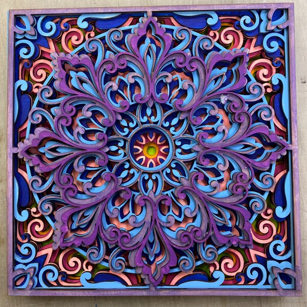 Multilayer Square Panel SVG Template - 3D Layered Mandala Vector ...