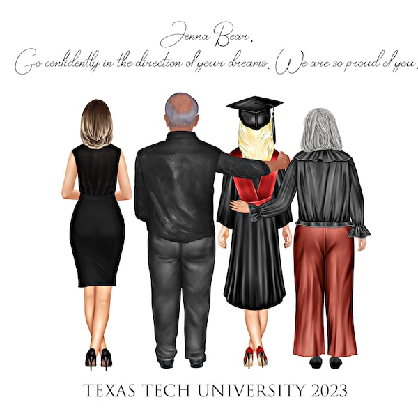 Personalised Graduation Family Gift, Custom Graduate Girl With Mom and ...