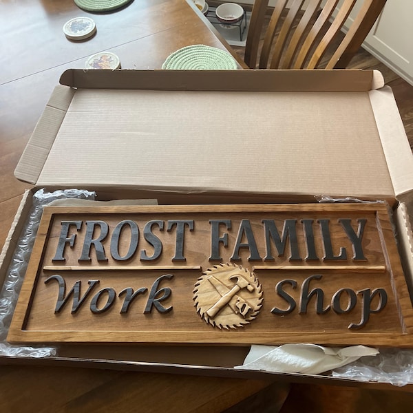 Custom Wooden Shop Sign | Wood Workshop Sign | Gifts for Men | Gifts ...