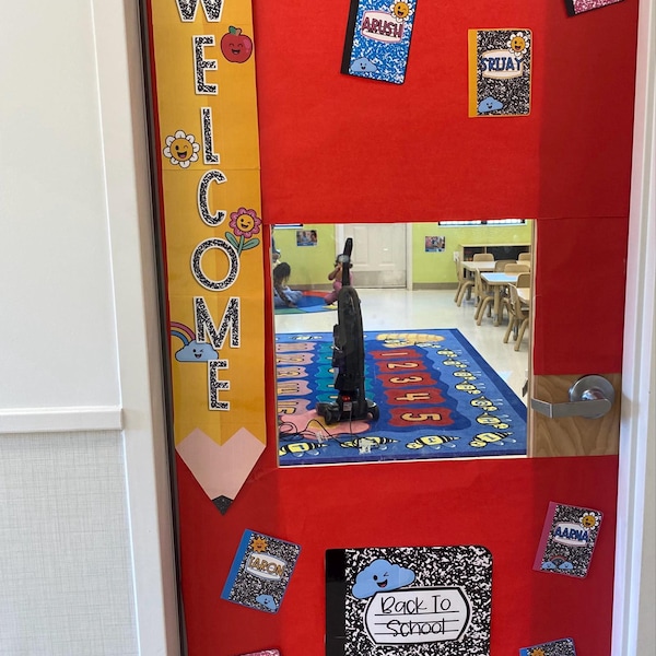 Varsity Glitter Letter Door Decor Welcome Pencil Door Composition ...