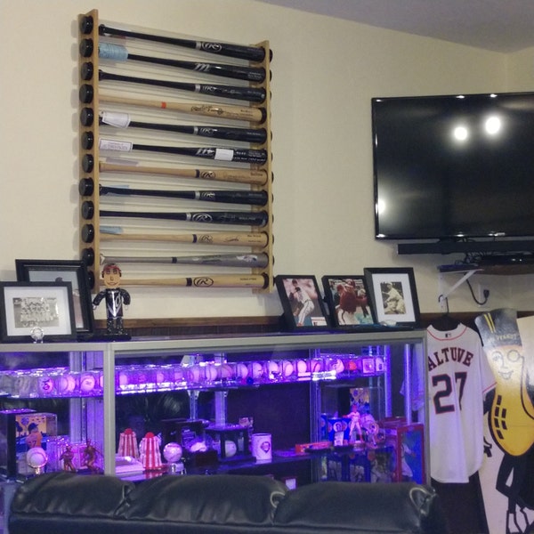 10 Mini Baseball Bat Display Holder Rack – Wall Mount – Holds 10 Mini ...