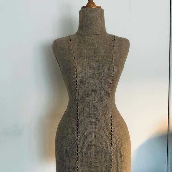 Mannequin Torso Linen Antique Look Table Top Wasp Waist Vintage French ...