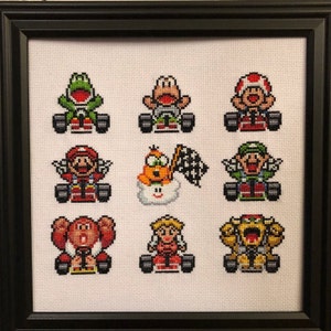 Super Mario Kart Sampler retro Video Game Super Mario Cross Stitch ...