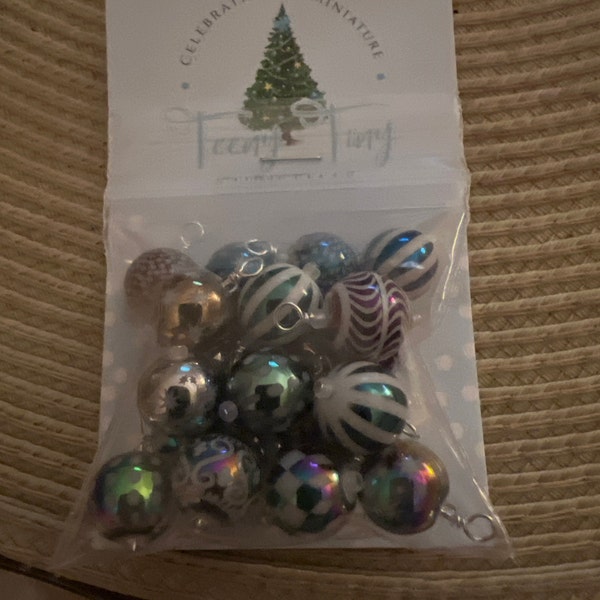 Bulk Miniature Christmas Ornaments, Grab Bag of Pretty Mini Glass Ball ...