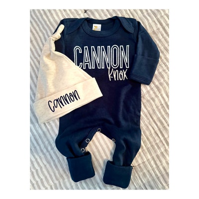 Personalized Navy Blue and Beige Newborn Outfit Coming Home - Etsy