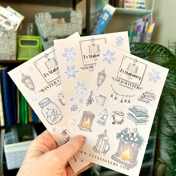 Winter Stickers Set of 3 - Winter Stickers, Journal Stickers ...
