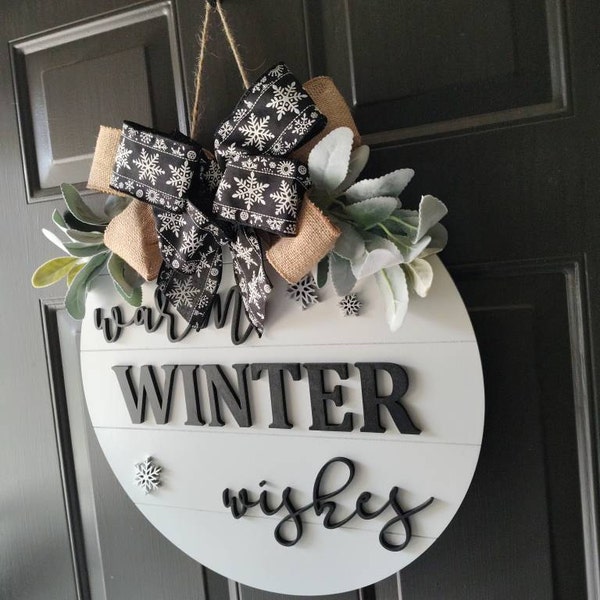Winter Wreath| Front Door Hanger |let It Snow|personalized |door Wreath ...