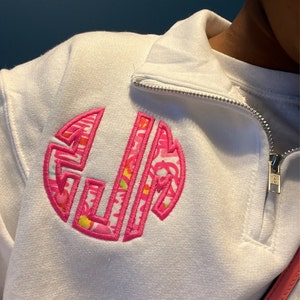 Preppy Embroidered Monogrammed Sweatshirt Pullover Colorful Monogram ...