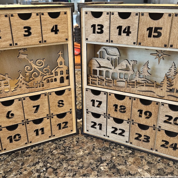 Book Advent Calendar Laser Cut Files, Christmas Decor. Digital Template ...