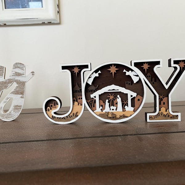 Multilayer Joy Scene Art Svg, Nativity Scene Svg, Christmas Scene Svg ...