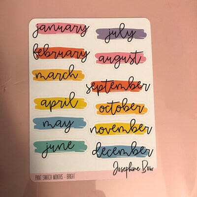 MONTHLY HEADERS Paint Swatch 3 Colour Combinations Functional Stickers ...