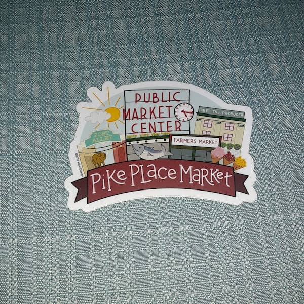 Pike Place Market Vinyl Sticker, Seattle Travel Souvenir - Etsy