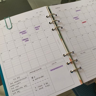 Undated Monthly Planner A5 Printable Planner Inserts MO2P - Etsy