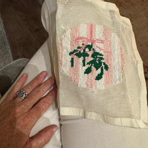 Hand Painted Mistletoe Needlepoint Canvas - Etsy
