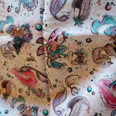 Mermaid Fabric, Mermaid Prints, Scales Fabric, Cotton Fabric, Knit by ...