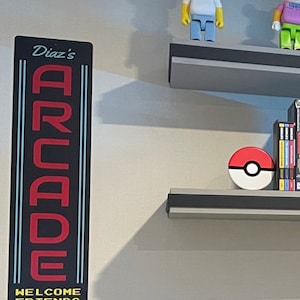 Arcade Sign Vertical, Gamer Gift, Custom Arcade Decor, Game Room Sign ...