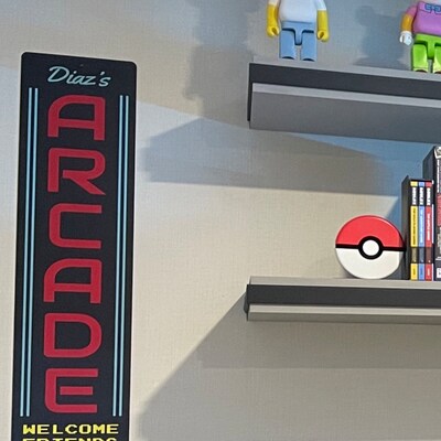 Arcade Sign Vertical, Gamer Gift, Custom Arcade Decor, Game Room Sign ...