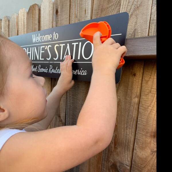 Welcome Train Station Sign, Personalized Most Scenic Routes Sign, Metal ...