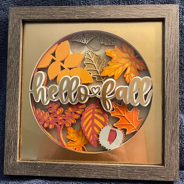 Hello Fall Svg, Hello Fall Shadow Box Svg, Fall Shadow Box Svg, Shadow ...