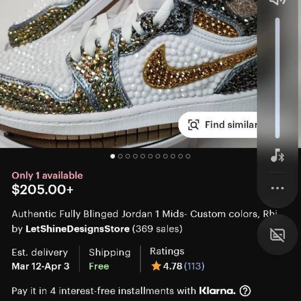 Rhinestone Air Jordan 1 High OG or Mids Blue, Custom Bling Sneakers ...