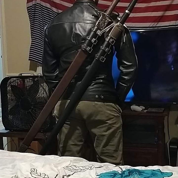 Wolf Double Back Scabbard - Black Leather - LARP and Cosplay - Etsy