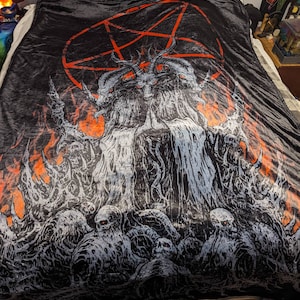 Skull Satanic Pentagram Winged Satanic Goat Demon Blood Red Zombie ...