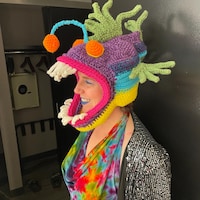 Angler Fish Crochet Hat Costume & Wrist Gauntlets - Fantasy Under the ...