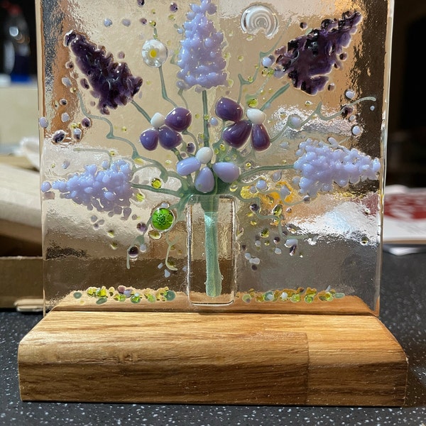 Small Cheerful Everlasting Forever Flower Bouquet Fused Glass Art ...