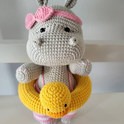 Summer Hippo, Summer Stuffer Toy, Heatwave Hippo, Crochet Swimmer Doll ...