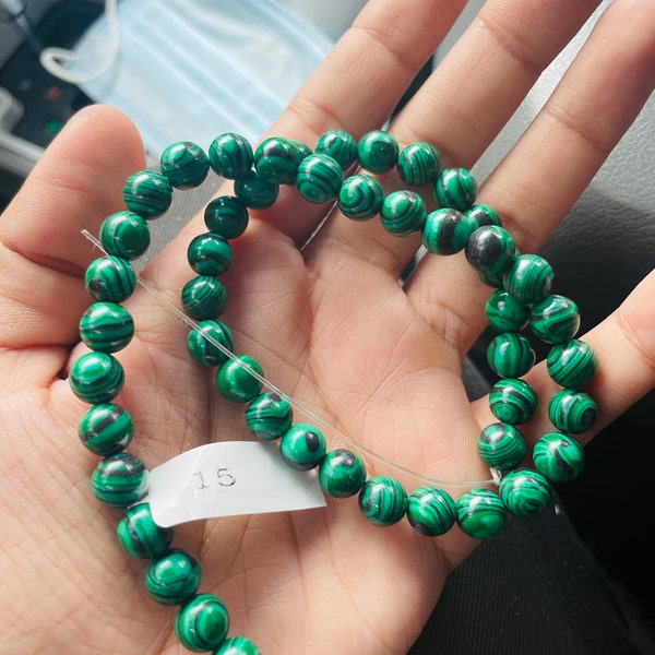 Reconstituted Malachite Smooth Round Sizes 6mm, 8mm, 10mm, 12mm- in ...