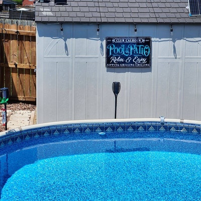 METAL SIGN Personalized Pool & Patio Sign Backyard Bar and Grill Lanai Deck Custom Family Last ...
