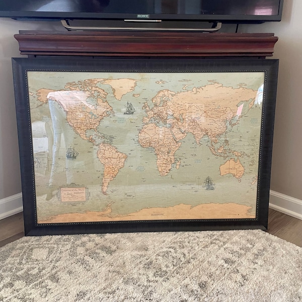 World Map - Rustic Style | Uncustomized | Old Style Wall Map | Map ...
