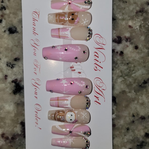 Unique Dice Nails Press on Nails, Crystal Leopard With Charm Fake Nails ...