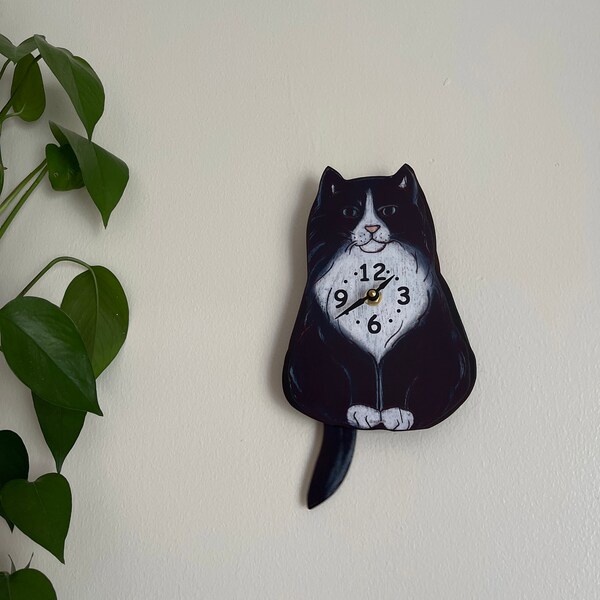 Sister Mary Meow Mini Cat Clock With Swinging Tail - Etsy