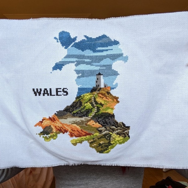 Wales Modern Cross Stitch Pattern, Great Britain, Country, Landscape ...