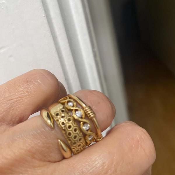 10K 14K 18K Solid Gold Curved Stacking Ring, Gold Chevron V Ring, Gold ...